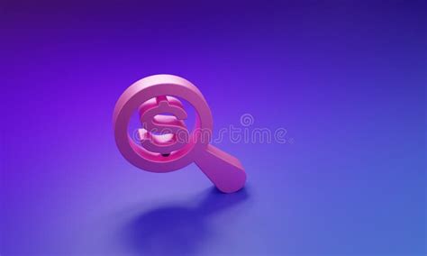 Pink Magnifying Glass And Dollar Icon Isolated On Purple Blue