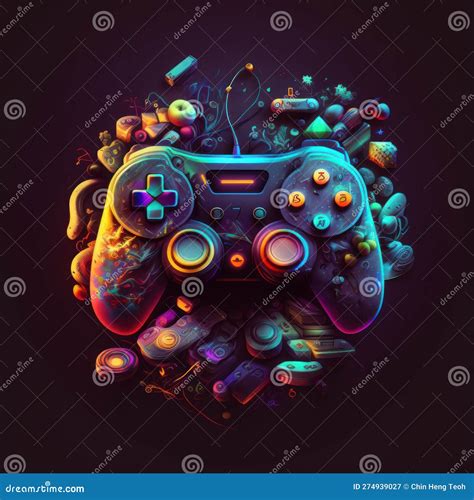 Gamepad With Colorful Abstract Background Generative Ai Stock Illustration Illustration Of