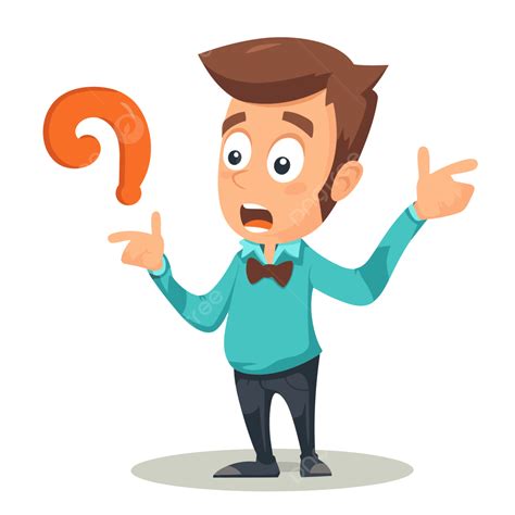 Ask A Question Vector Sticker Clipart Cartoon Man Holding Question