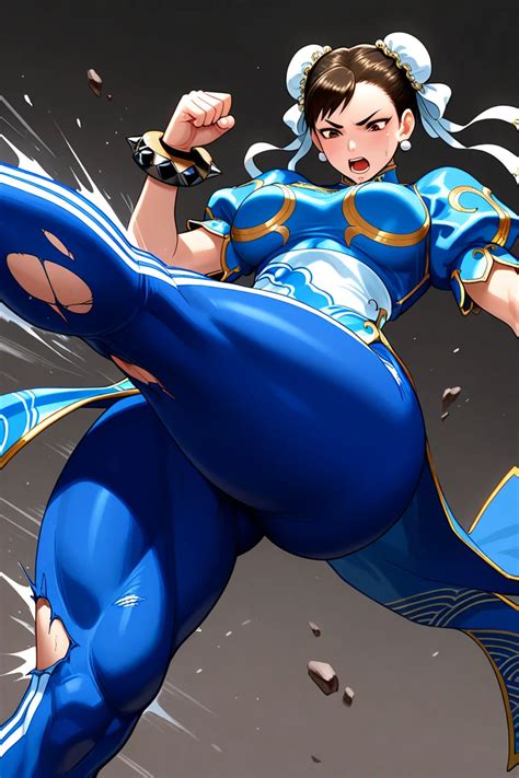 Street Fighter 6 Chun Li，light Blue Cheongsam， Blue Yoga Pants Seaart Ai