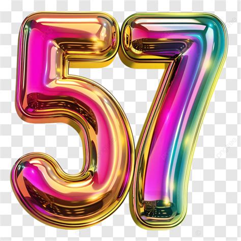 Rainbow Colored Number 57 On White Background Rainbow Number 57