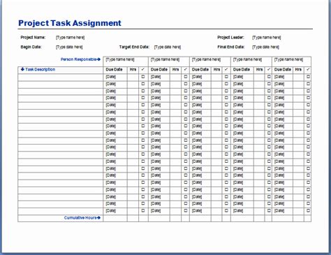 Project Task List Template Unique Project Task Assignment Template