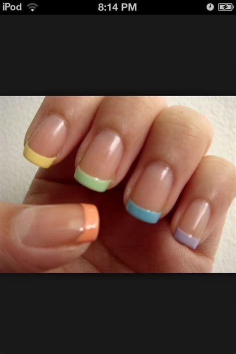 So Cute Colored French Nails Fingernail Designs French Nail Designs