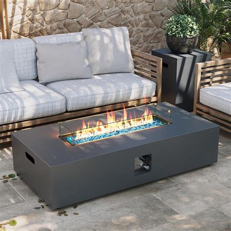 Upha 56 Inch Outdoor Propane Gas Fire Pit Table 50000 Btu