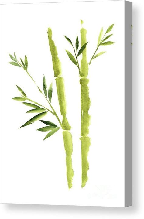 Bamboo Stick Wall Paper Art Watercolor Living Room Decor Illustration