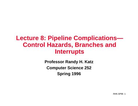 PDF Lecture 8 Pipeline Complications Control Hazards Bnrg Eecs Berkeley Edu Randy Courses