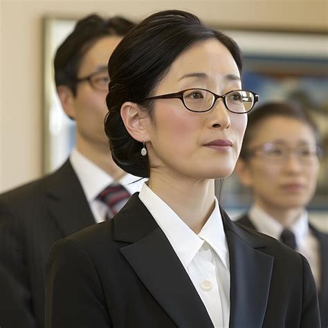 Japanese Businesswoman Wearing Glasses Portrait Premium Ai Generated
