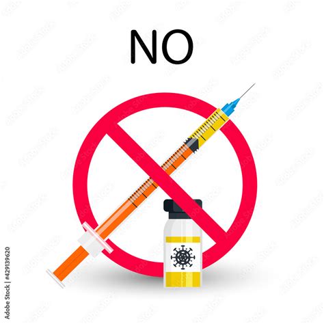 No Vaccine In The Crossed Out Red Circle Syringe Medical Insulin