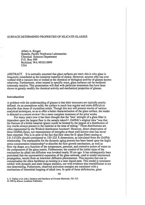Pdf Surface Determined Properties Of Silicate Glasses
