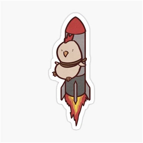 Funny Rocket Propelled Flying Chicken Sticker For Sale By