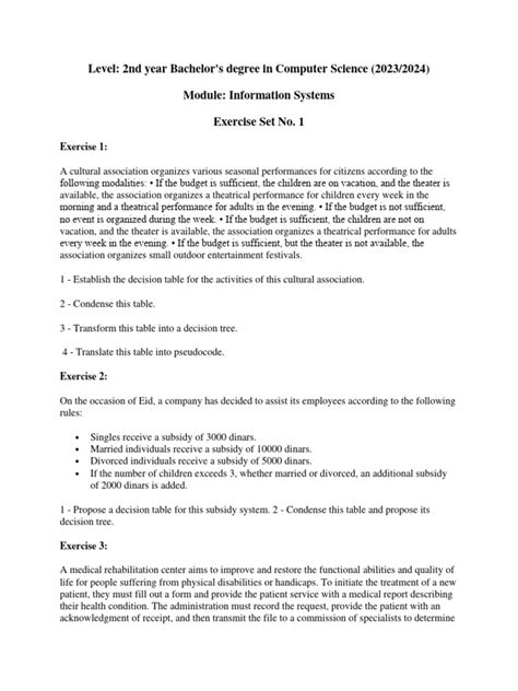 Exercise Set 1 Pdf Public Services Medicine