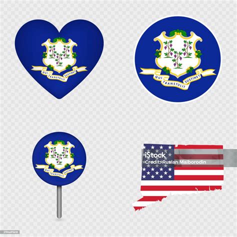 Connecticut State Flag Icons Pack Vector Illustration Stock