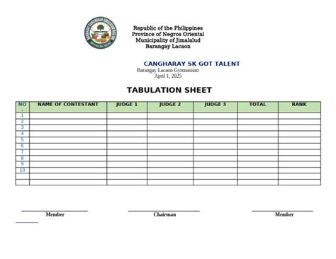 Tabulation Sheet Pdf