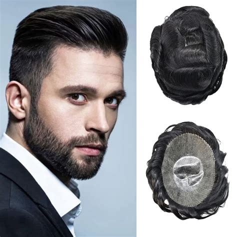 Toupee For Men Hair Piece Real Human Hair Full Poly Skin