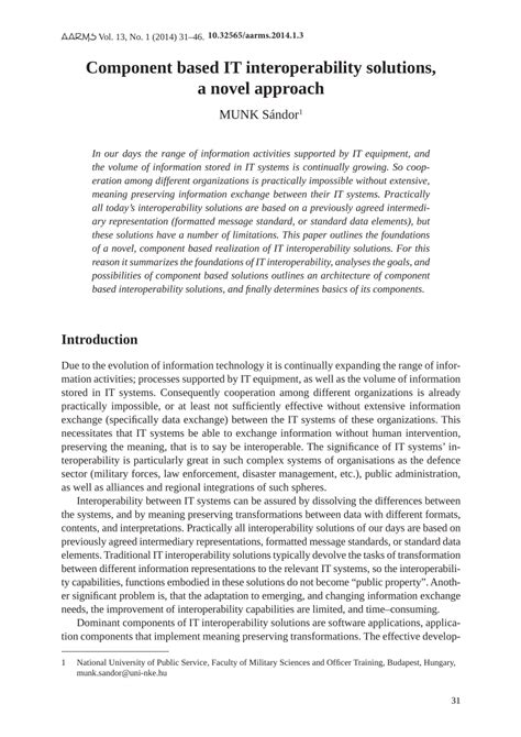 Pdf Component Based It Interoperability Solutions A Novel Approach