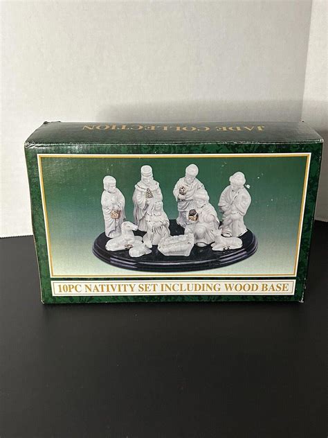Vintage World Bazaars Nativity Set Jade Collection 11pc Including