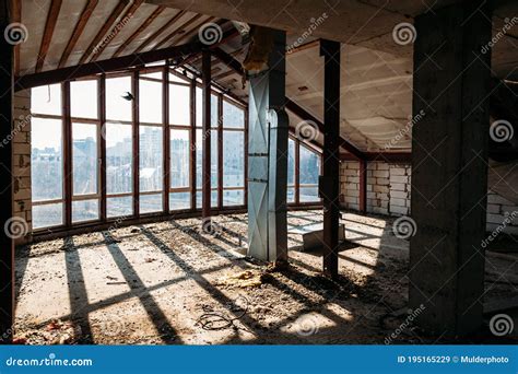 Dark Abandoned Industrial Or Office Building Attic Stock Image Image