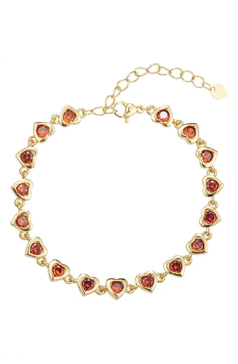 Eye Candy Los Angeles Nilo Red Cubic Zirconia Heart Bracelet