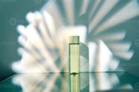 Cosmetic Product Bottle Refraction Creating Abstract Light Patterns