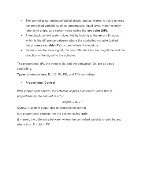 Types Of Controllers P I D Pi Pd And Pid Controllers Pdf