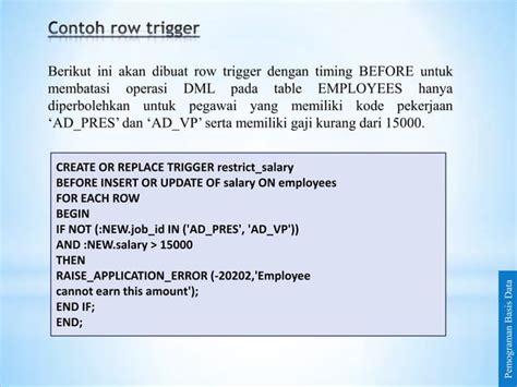 Pemrograman Basis Data Trigger Pptx