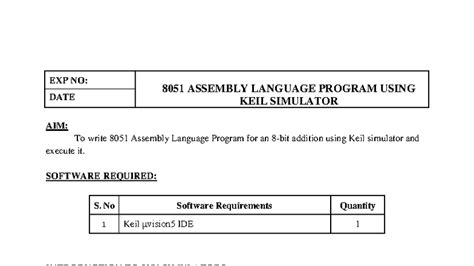 Esio T Lab Manual 8051 Assembly Language Projects Using Keil