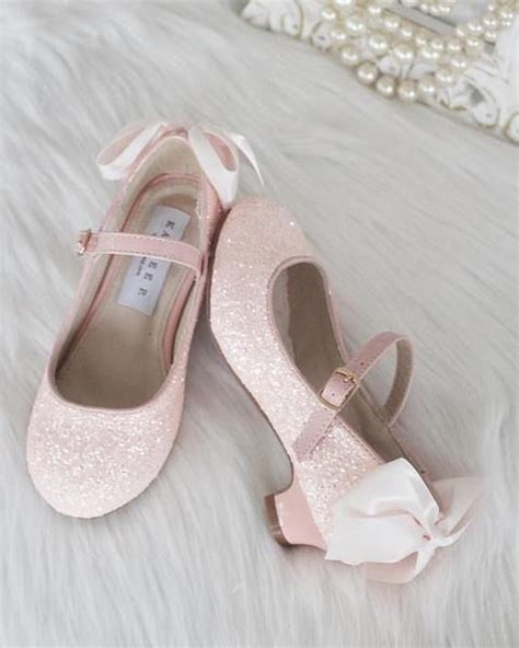 Rock Glitter Mary Jane Ballet Flats With Satin Bow Girls Shoes