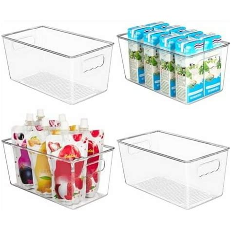 Clear Plastic Storage Bins 4 Pack Small Pantry Organizer Bins With