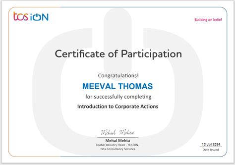 Learned About Corporate Actions With Tcs Ion Meeval Sara Thomas