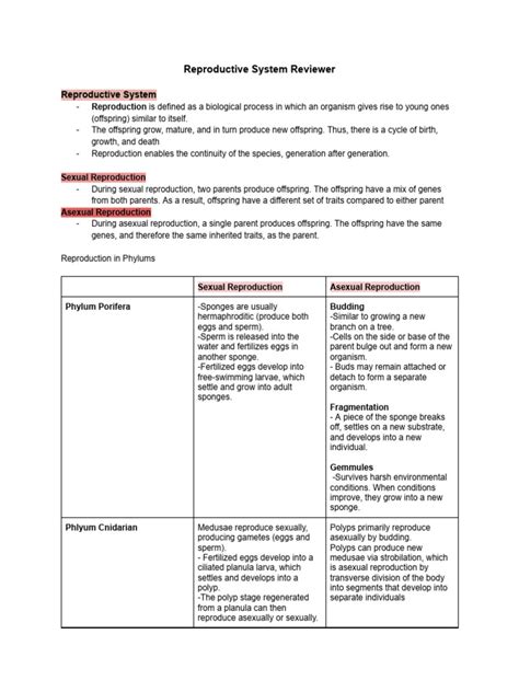 Overview Of Reproductive Systems Pdf Reproduction Sexual Reproduction