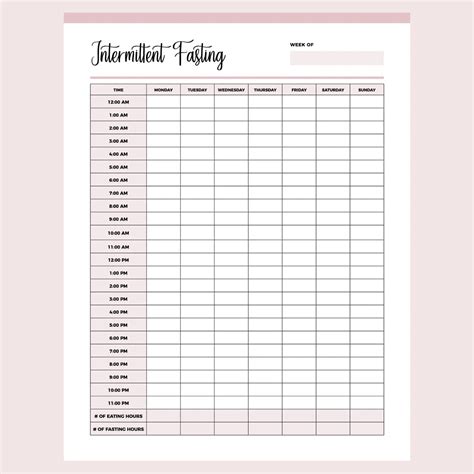 Printable Intermittent Fasting Tracker Instant Download Pdf A4 And Us