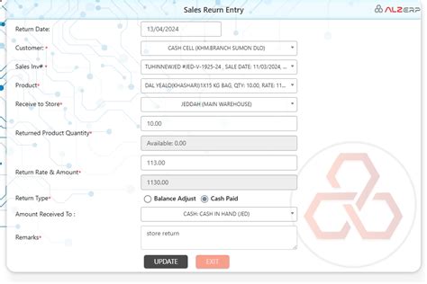 Sales Return In Cloud Erp Software Alzerp Knowledgebase