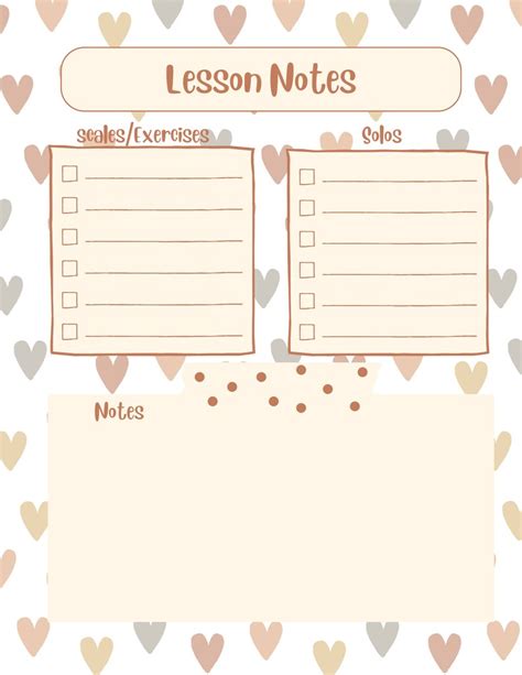 Music Lesson Tracker Music Assignment Sheet Music Printable Lesson Assignment Music Teacher