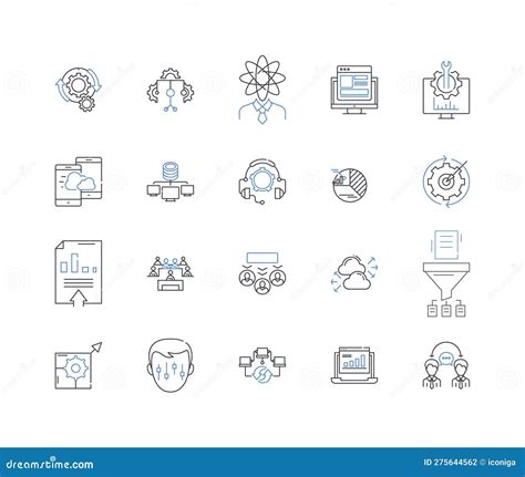 Synergy Line Icons Collection Collaboration Cooperation Synchronization Integration
