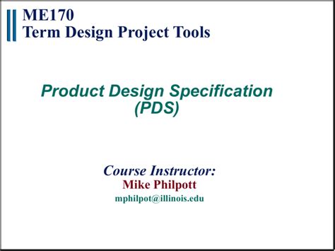Product Design Specification Pds Presentation