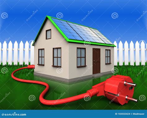 3d Power Cable Over Grass And Fence Stock Illustration Illustration
