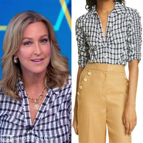 Good Morning America April 2024 Lara Spencers Plaid Crinkled Top
