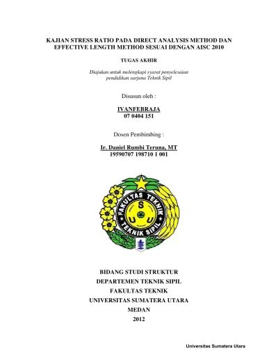 Kajian Stress Ratio Pada Direct Analysis Method Dan Effective Length