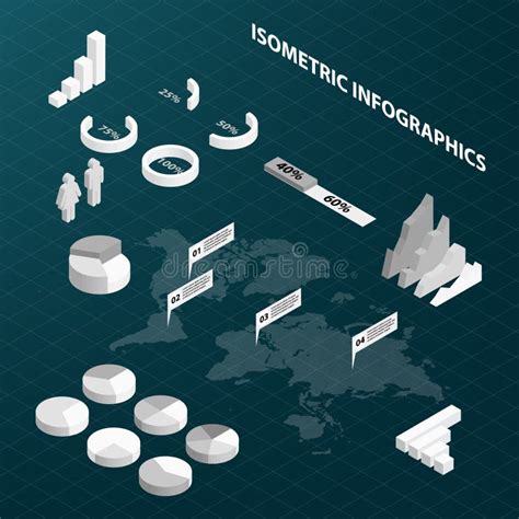 Isometric Business Infographics Design Elements Stock Vector