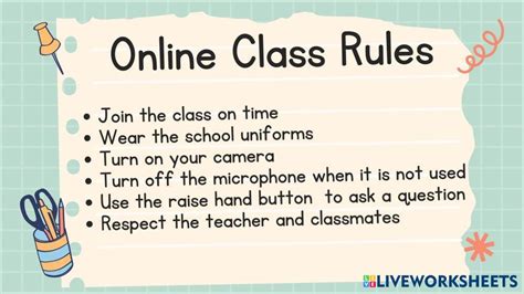 Online Class Rules And Learning Tips Live Worksheets