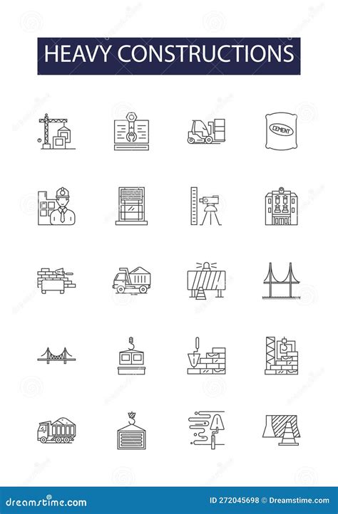 Heavy Constructions Line Vector Icons And Signs Heavy Buildings