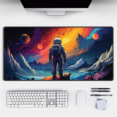 Space Explorer Desk Mat Astronaut Discovers Alien Planet Sci Fi Mouse