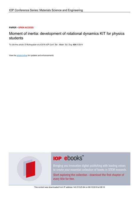 Pdf Moment Of Inertia Development Of Rotational Dynamics Kit For