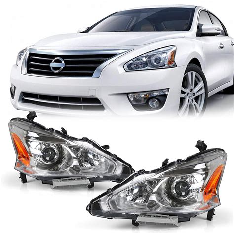For 2013 2015 Nissan Altima Sedan Chrome Headlights Headlamp Lhrh Side