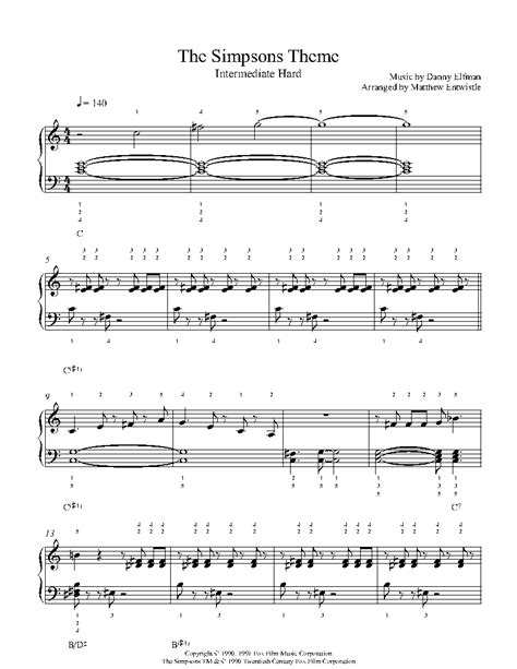 Theme From The Simpsons By Danny Elfman Sheet Music And Lesson