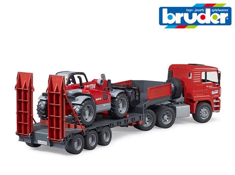Bruder Toys Man Tga 41440 Truck Low Loader Trailer Manitou