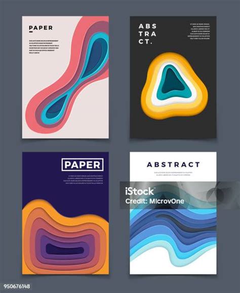 현대 종이 절단 디자인 다채로운 추상적인 벡터 배경 레이어에 3d 구멍 3차원 형태에 대한 스톡 벡터 아트 및 기타 이미지