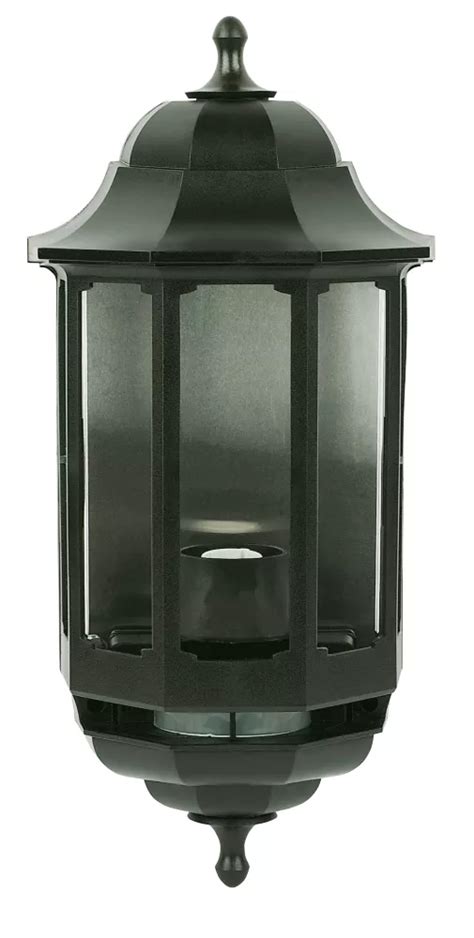Asd Half Lantern Outdoor Master Wall Light With Pir Sensor Black Screwfix