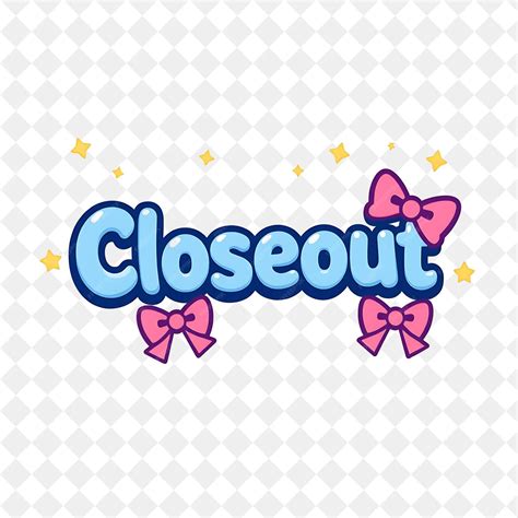 Chibi Text Closeout With Twinkling Stars And Cute Bows Text Is Bubbly And Playful Bright Blue An