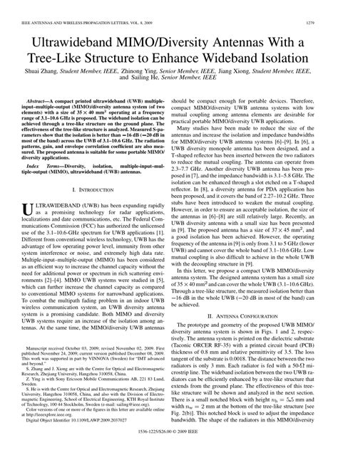 Pdf Ultrawideband Mimodiversity Antennas With A Tree Like Structure